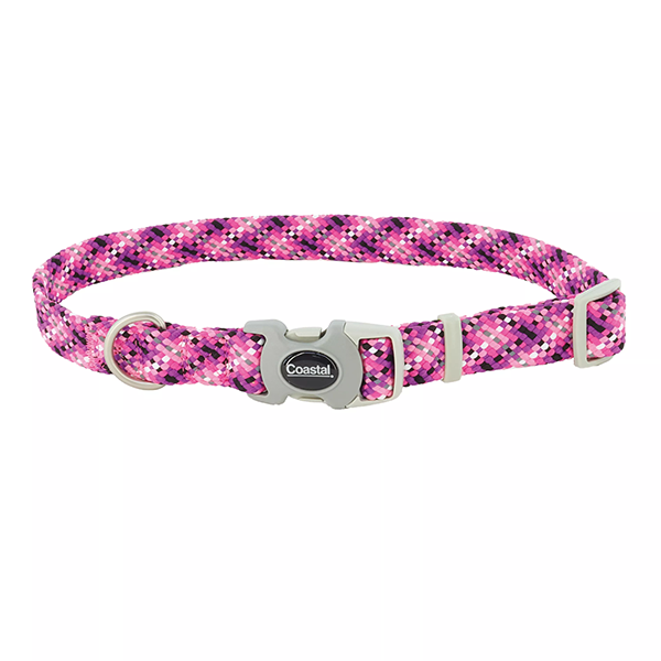 Pro Active Dog Woven Rflct Collar PixelPink 5/8"x8-12" - Pan Pacific Pet